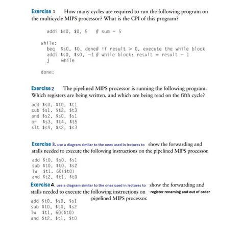 Solved Exercise 1 How Many Cycles Are Required To Run The
