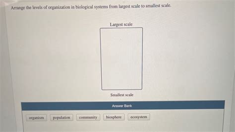 Solved Arrange The Levels Of Body Organization From The
