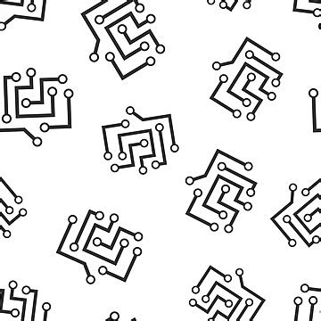 Seamless Vector Pattern With Circuit Board Icon Depicting Technology Microchip Processor And