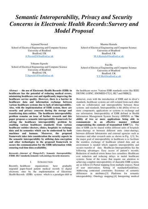 Pdf Semantic Interoperability Privacy And Security Concerns In