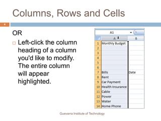 Lesson Modifying Columns Rows And Cells PPT