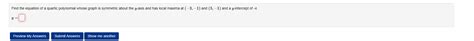 Solved Find The Equation Of A Quartic Polynomial Whose Graph Chegg