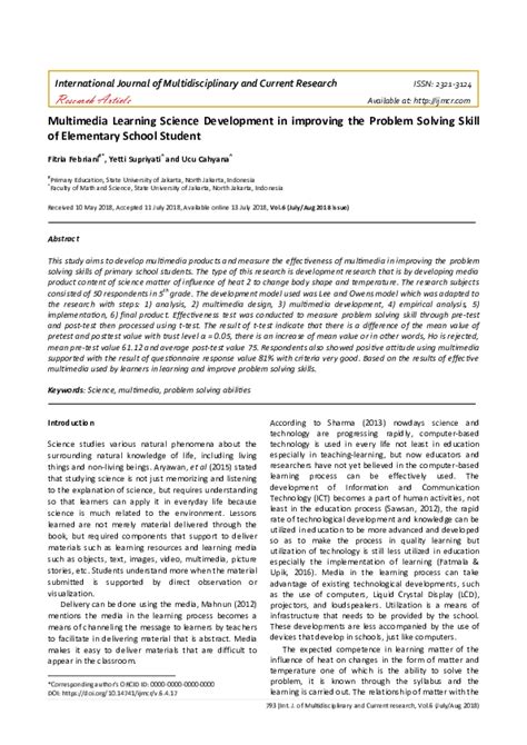 pdf multimedia learning science development in improving the problem