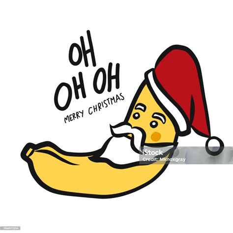 크리스마스 바나나 오 오 오 귀여운 만화 낙서 스타일 벡터 일러스트 레이 션 만화에 대한 스톡 벡터 아트 및 기타 이미지
