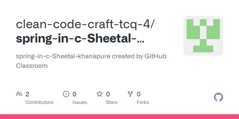 Github Clean Code Craft Tcq 4spring In C Sheetal Khanapure Spring