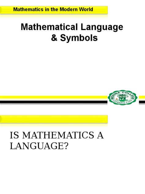 mathematical language and symbols mathematics in the modern world pdf