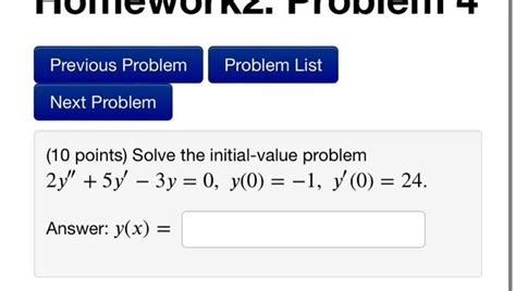 solved 10 points solve the initial value problem