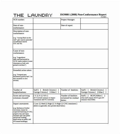 Non Conformance Report Template Lovely 16 Non Conformance Report Templates Pdf Doc Word Internal