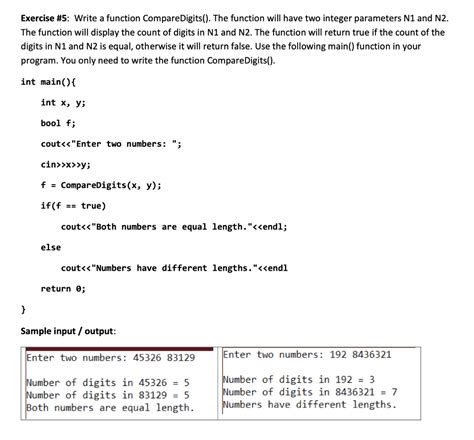 Solved Exercise 5 Write A Function Compare Digits The