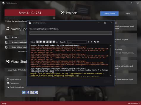 can t run or load projects · issue 1612 · stride3d stride · github