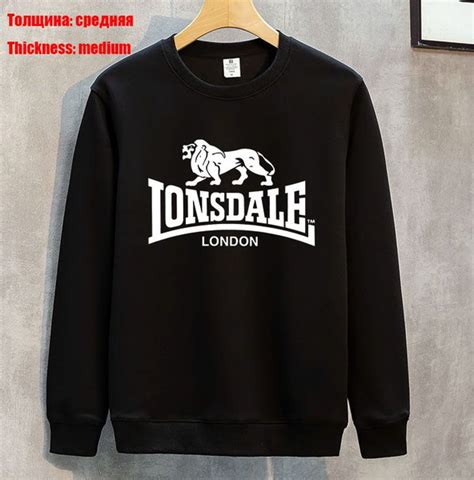 Свитшот Мужской Lonsdale черный каменный Без застежки Хлопок размер 54 Длинный Китай купить C