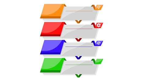 Set Of Four Different Colored Papers With Arrows Google Slide Theme And Powerpoint Template