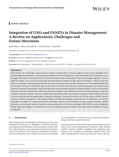 Integration Of Uavs And Fanets In Disaster Management A Review On Applications Challenges And