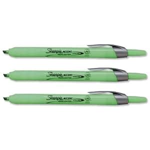 Sharpie Accent Retractable Highlighter Chisel Tip Green Box Of 12 Amazon Co Uk Office Products