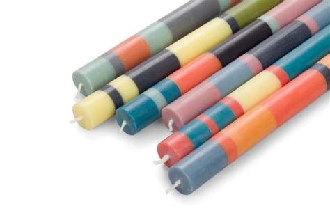 Striped Opaline Neyron Rose And Midnight Eco Dinner Candles Pack Of 4