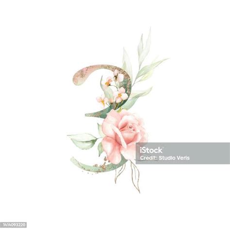 수채화 골드 그린 블러쉬 꽃 알파벳 문자 구성 숫자 기호 번호 1 첫 번째 0명에 대한 스톡 벡터 아트 및 기타 이미지 0명 1 100 Istock