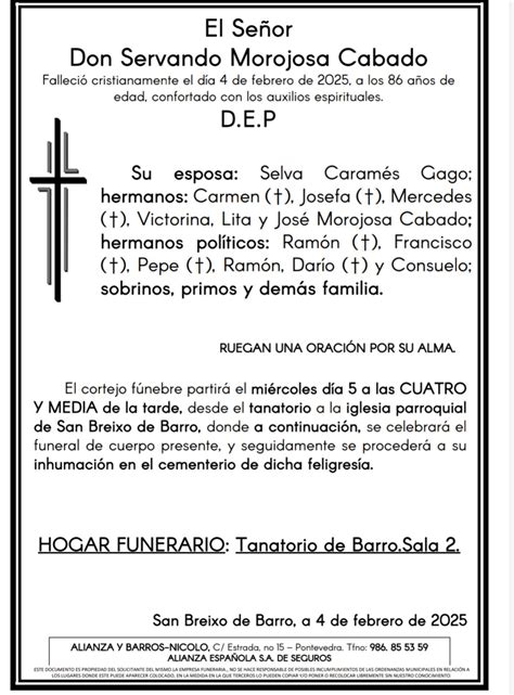 Dep Sr Don Servando Marojosa Cabado Noticias De Barro