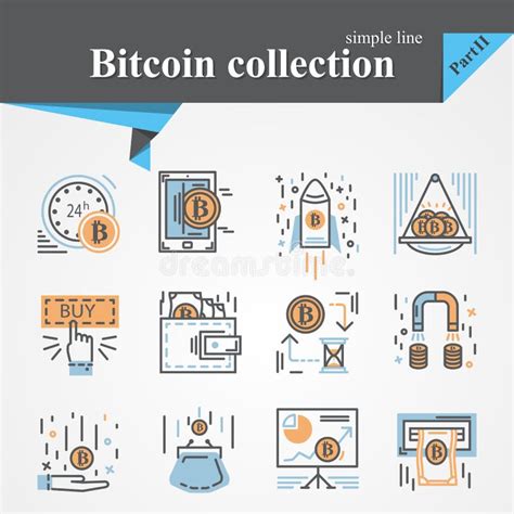 Bitcoin Outline And Flat Icon Set Isolated Stock Vector Illustration Of Fintech Block 115214921