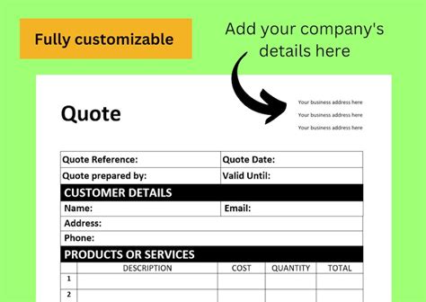 Editable Quotation Template Editable Quote Template Editable And Printable From Word Etsy