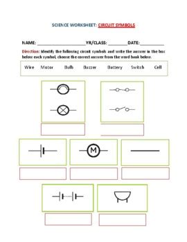Electrical Circuit Symbols Worksheet