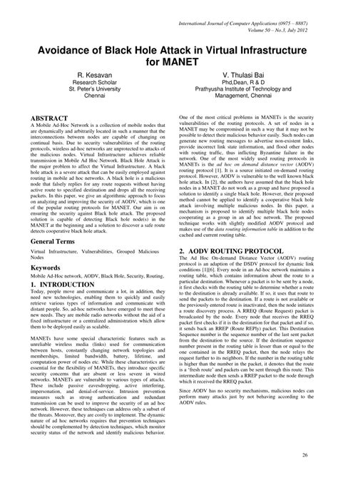 Pdf Avoidance Of Black Hole Attack In Virtual Infrastructure For Manet