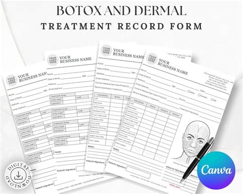Botox Treatment Sheet Editable Consent Form For Medspa Aesthetic