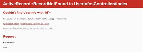Ruby Why Am I Getting A Recordnotfound Error When Trying To Access An