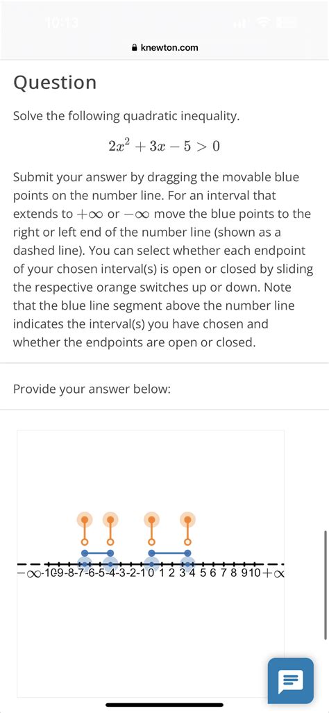 Solved knewton.comQuestionSolve the following quadratic | Chegg.com