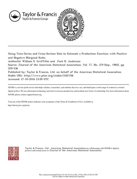 Pdf Using Time Series And Cross Section Data To Estimate A Production Function With Positive