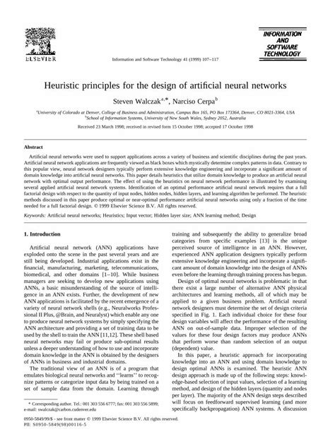 pdf heuristic principles for the design of artificial neural networks