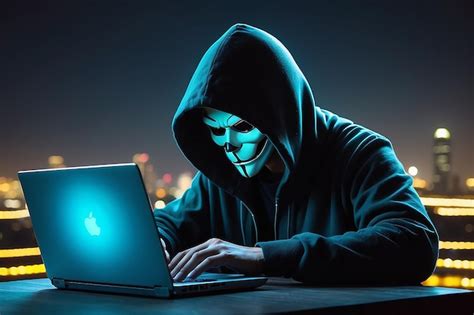 Premium Photo A Hacker Is Using Laptop Computer To Steal Data In The Night