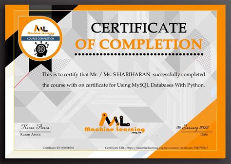 Hariharan Srinivasan On Linkedin Mysql Database With Python Certificate