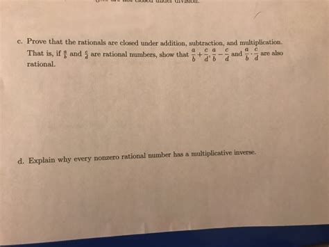 solved c prove that the rationals are closed under