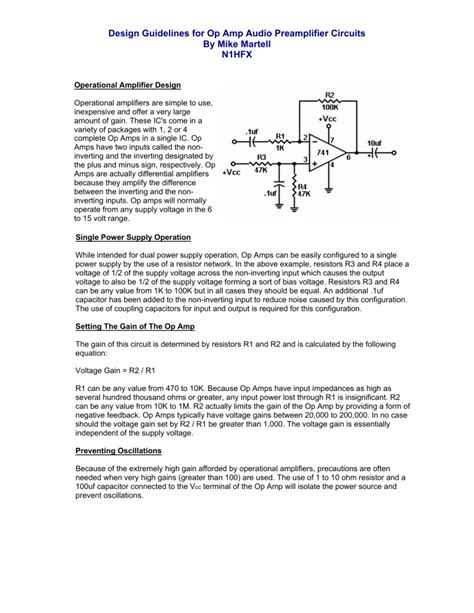Op Amp Audio Preamplifier Design Guidelines