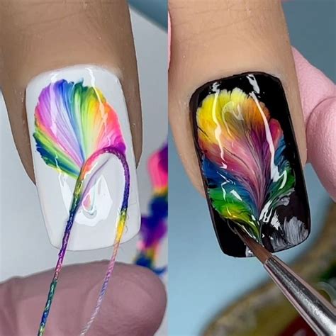 mind blowing string nail art technique 🤯🌈🪽 nail art mind blowing