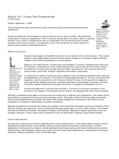 Torque Testing Fundamentals Pdf