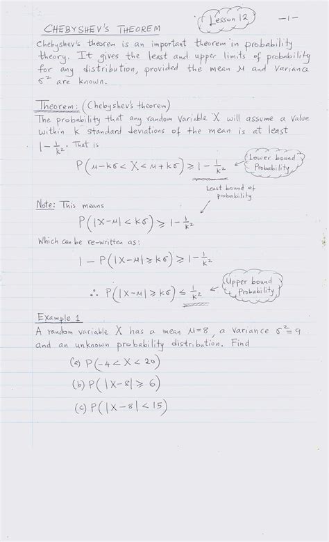 Les12 Kindly Receive Notes On Chebychevs Theorem F Lesson 12 Theorem Theorem Is An