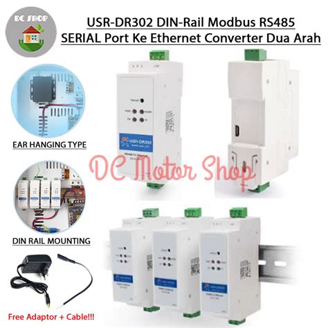 jual usr dr302 din rail rs485 to ethernet converter support modbus tcp