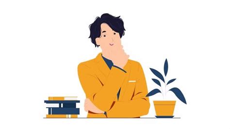 Flat Design Business Thinking Man With Idea Bubble Animation