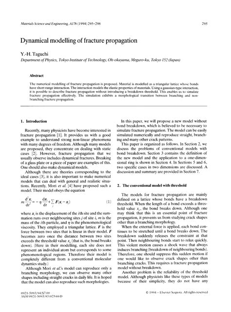 Pdf Dynamical Modelling Of Fracture Propagation