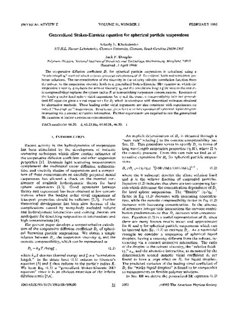 pdf generalized stokes einstein equation for spherical particle