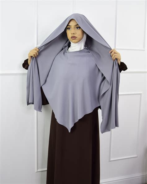 Khimar Hijab Premium Opaque Crepe Grey Ina Collection