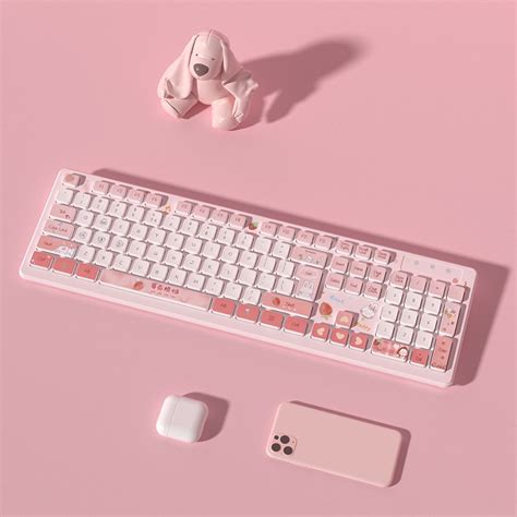 Kawaii Wire Keyboards Pink Wireless Keyboard Gaming Accessories Cartoon