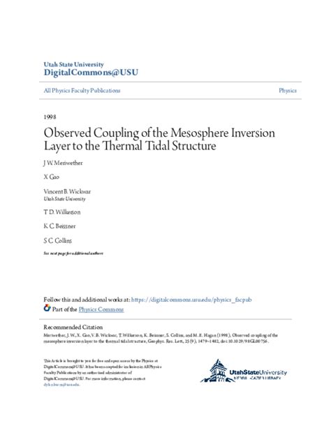 Pdf Correction To Observed Coupling Of The Mesosphere Inversion