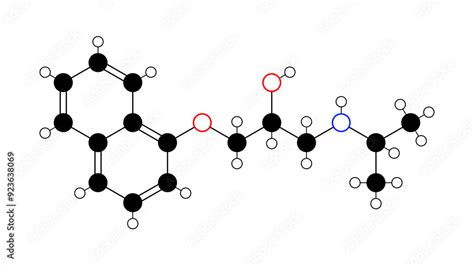 Propanolol Molecule Structural Chemical Formula Ball And Stick Model