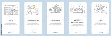 Vector Thin Line Flat Design Web Development Concept Banners Stock Vector Adobe Stock