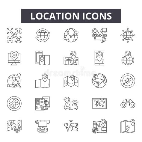 Location Line Icons For Web And Mobile Design Editable Stroke Signs Location Outline Concept