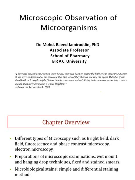 Chapter 1 Microscopic Observation Of Microorganisms Pdf Microscopy