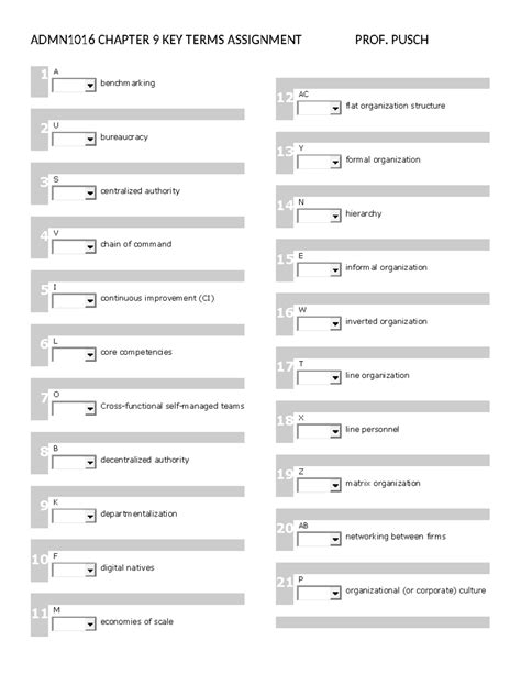 Ch9 Key Terms Assignment Answers Admn1016 Chapter 9 Key Terms