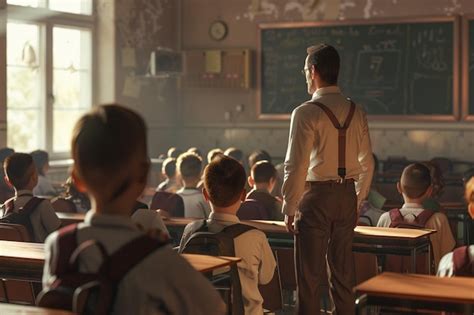 Teacher And Students At School Assembly Premium Ai Generated Image